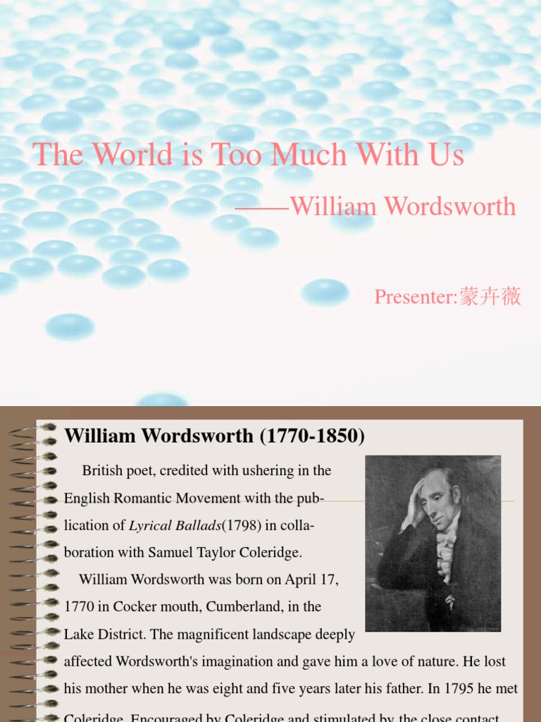 The World Is Too Much With Us | PDF | William Wordsworth | Samuel ...