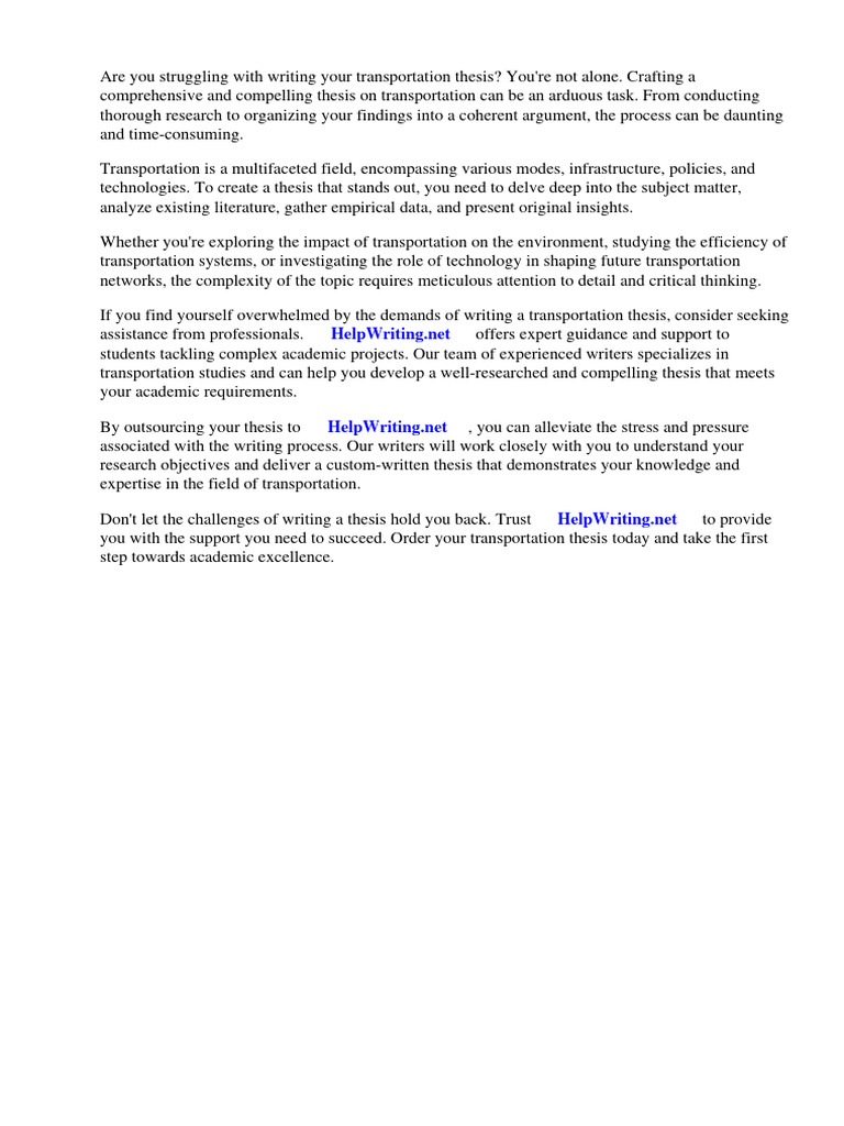 Transportation Thesis Ideas | PDF | Business | Technology & Engineering