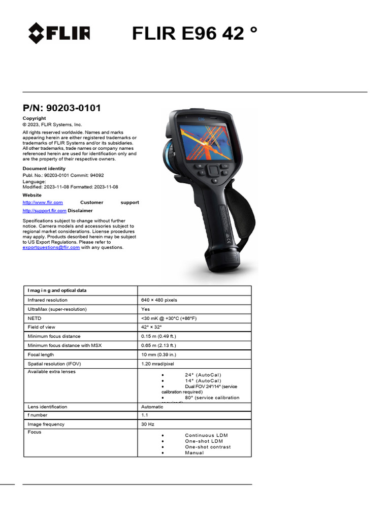 Flir E96 42 ° | PDF | Electronics