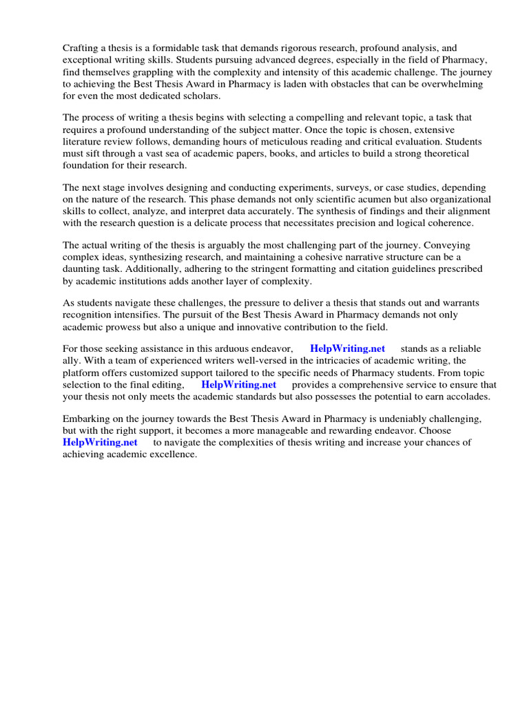 Best Thesis Award Pharmacy | PDF | Thesis | Doctor Of Philosophy