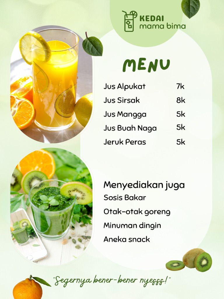 Menu jual jus buah minuman | PDF