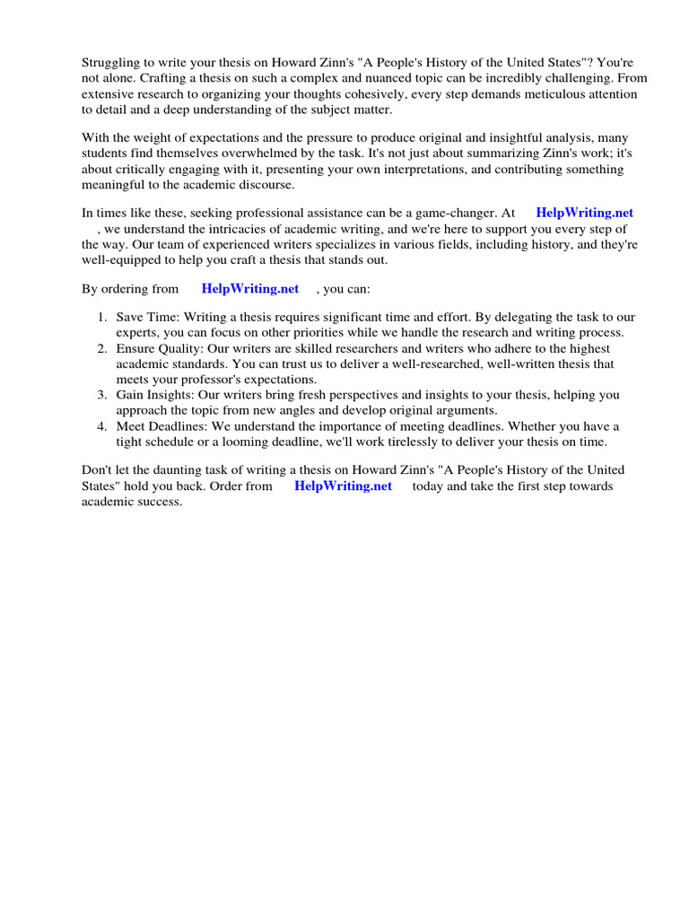 Howard Zinns Thesis in A Peoples History of The United States | PDF ... Howard Zinns Thesis in A Peoples History of The United States | PDF ...
