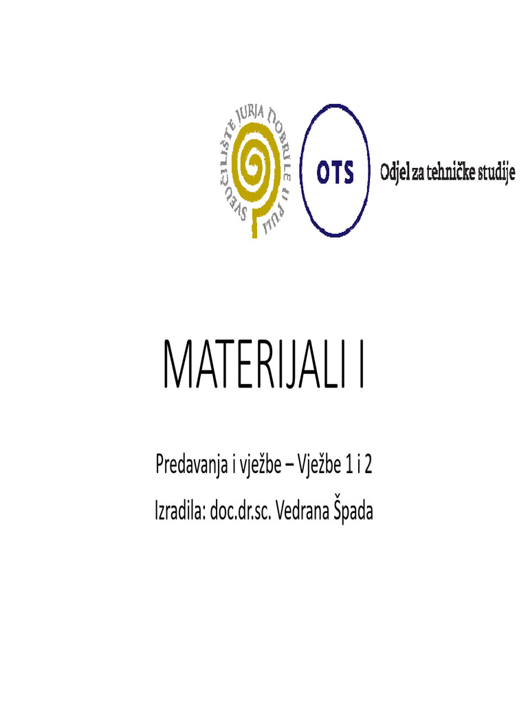 MATERIJALI I - Vjezba 1 I 2 | PDF