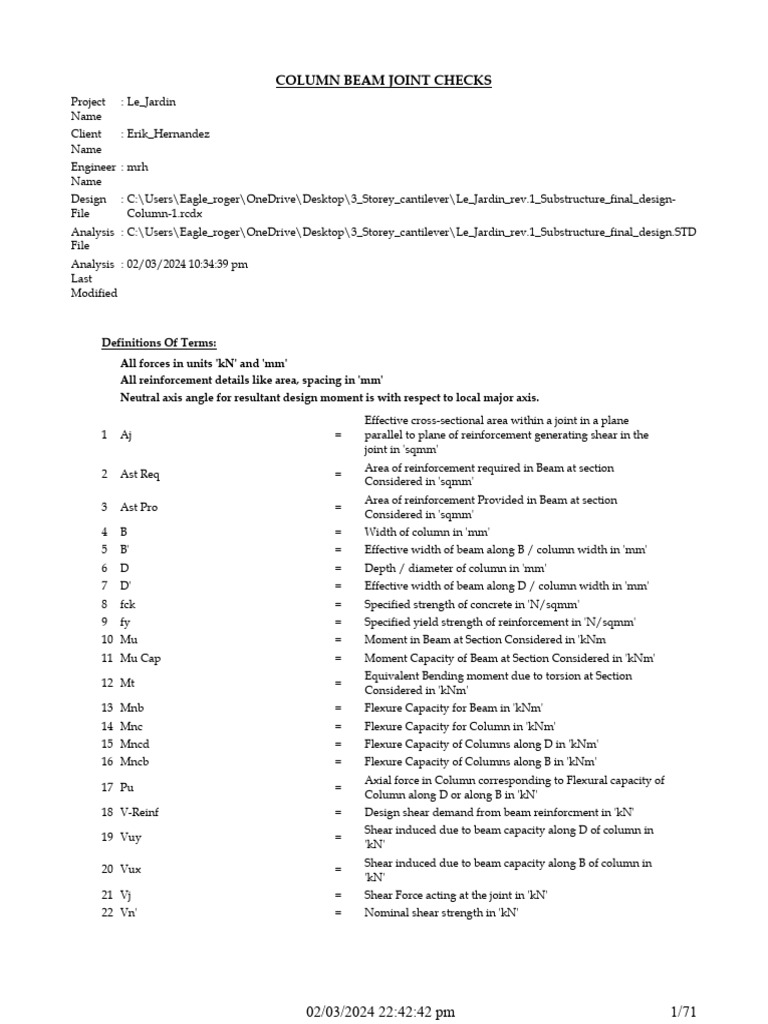 Column Joint Check | PDF | Beam (Structure) | Bending