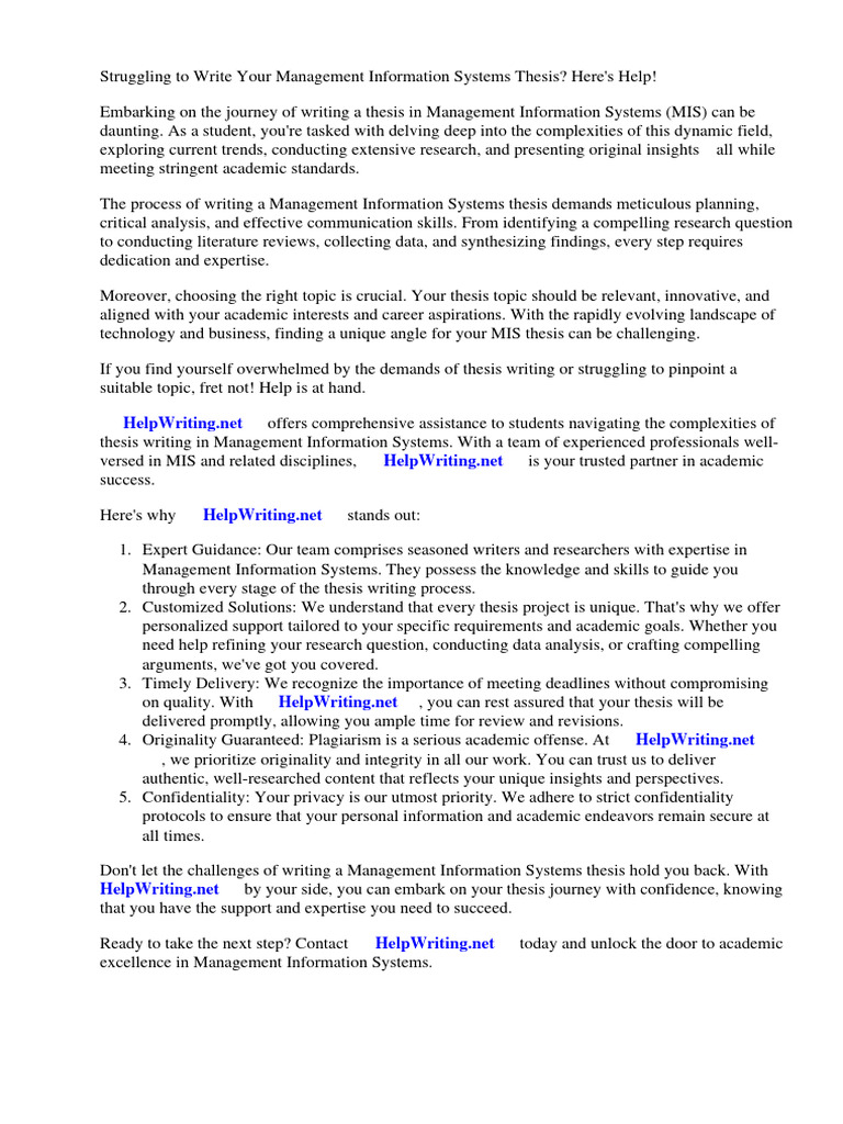 Management Information Systems Thesis Topics | PDF | Thesis | Information
