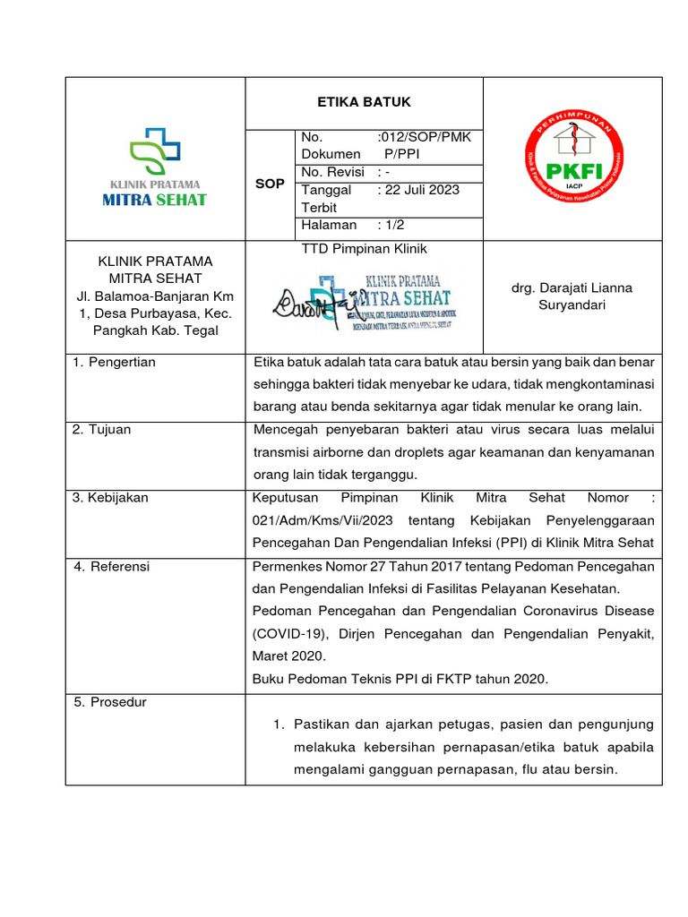 MS - SOP Etika Batuk | PDF