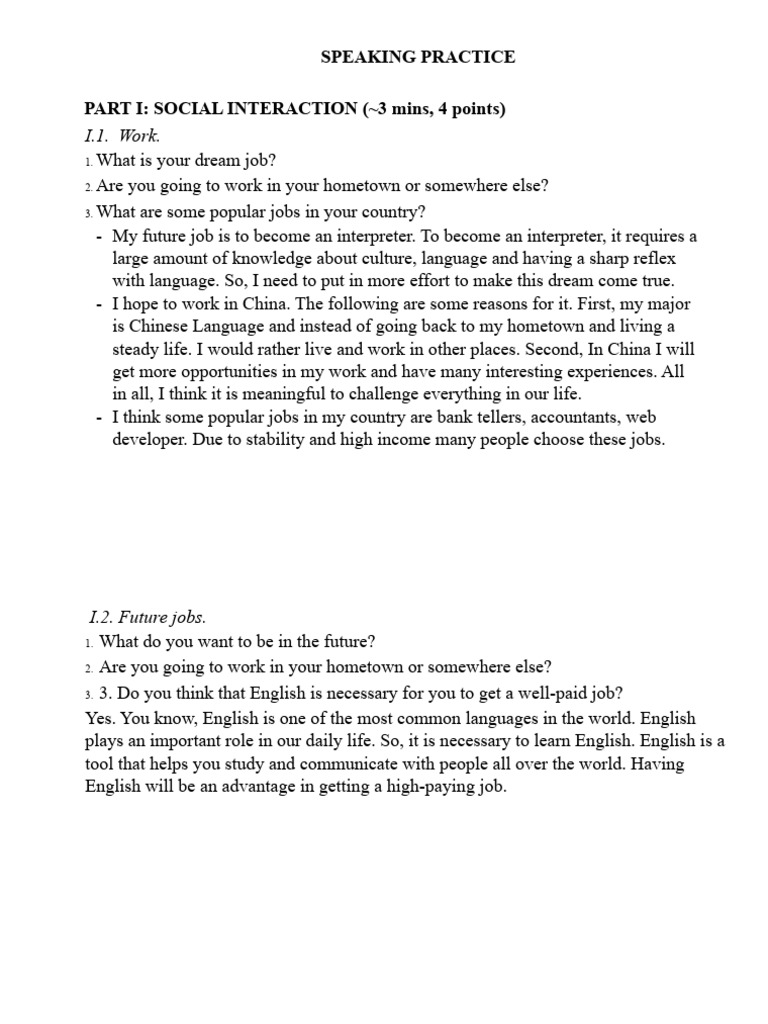 Speaking Practice E2 PDF | PDF