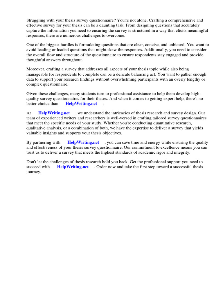 Sample of Thesis Survey Questionnaire | PDF | Survey Methodology | Thesis Sample of Thesis Survey Questionnaire | PDF | Survey Methodology | Thesis