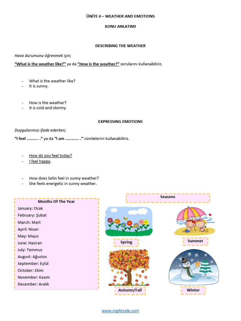 Weather and Emotions Explained | PDF | Language Arts & Discipline ...
