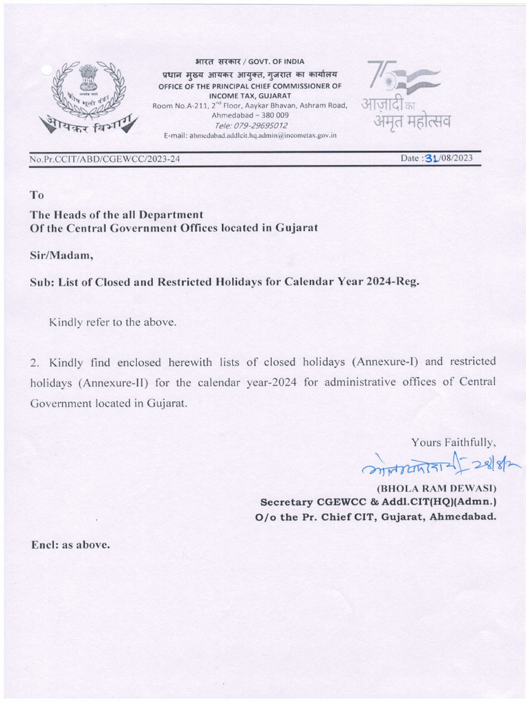 Gujarat Restricted Holidays 2024 List | PDF | Observances | Religious ...