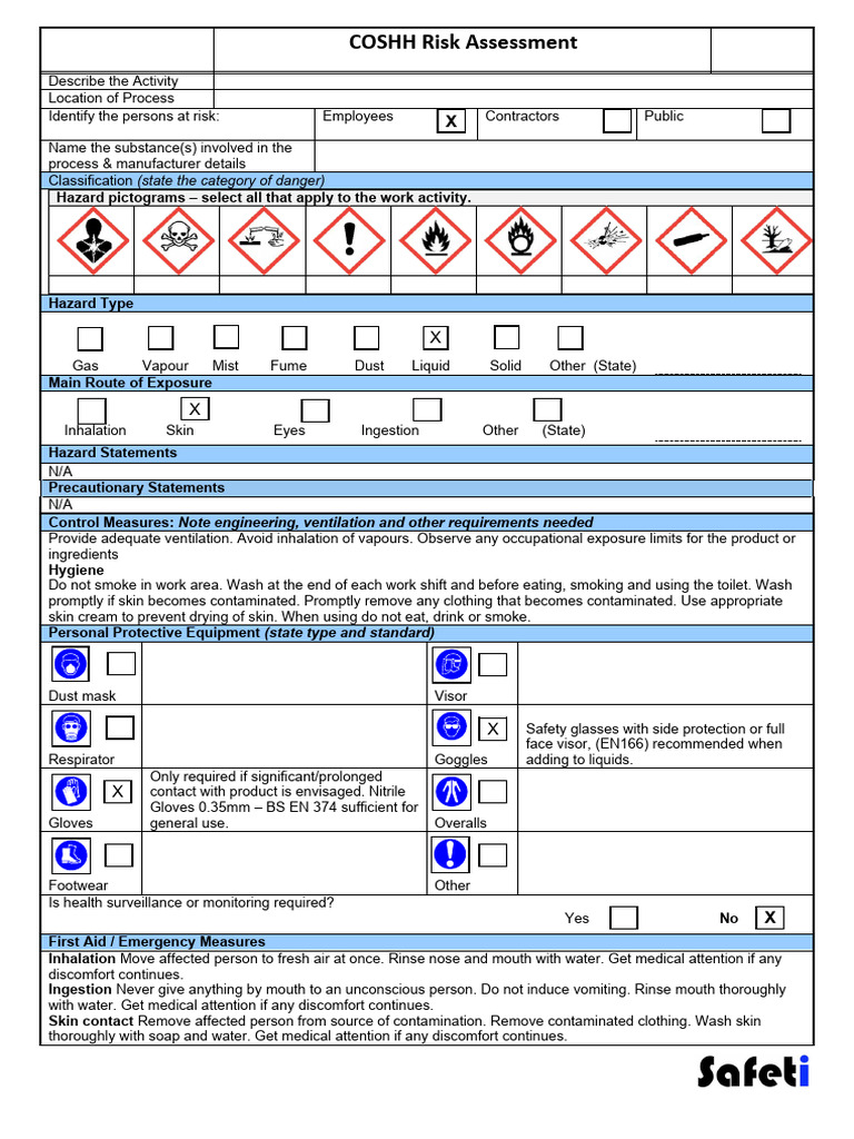 COSHH Template V2 | Download Free PDF | Safety | Occupational Safety ... COSHH Template V2 | Download Free PDF | Safety | Occupational Safety ...