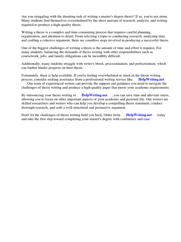 Sample Masters Degree Thesis | PDF | Thesis