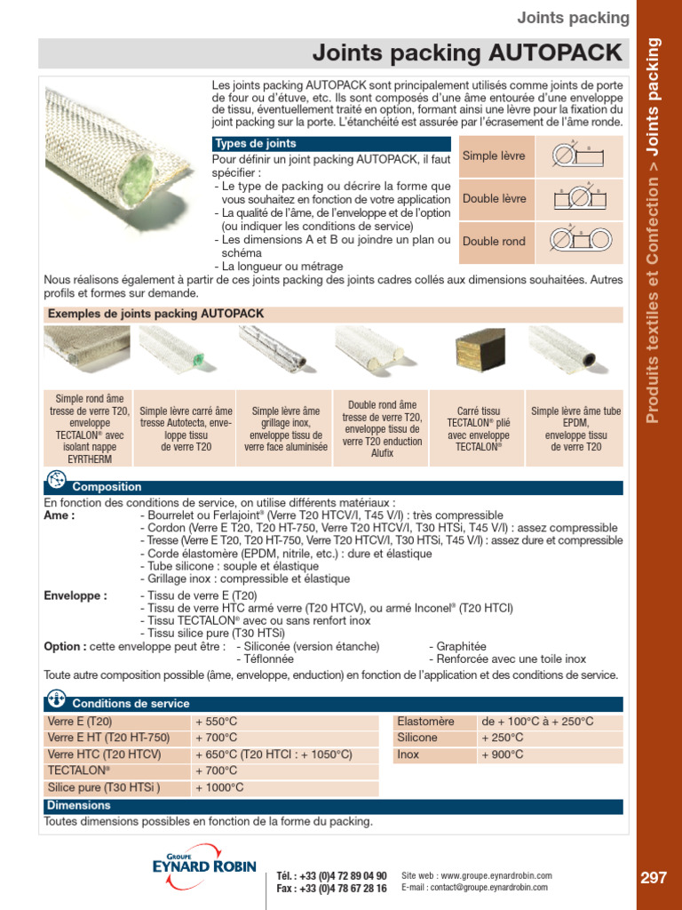05 297 Joints Packing AUTOPACK | PDF | Science des matériaux | Polymère