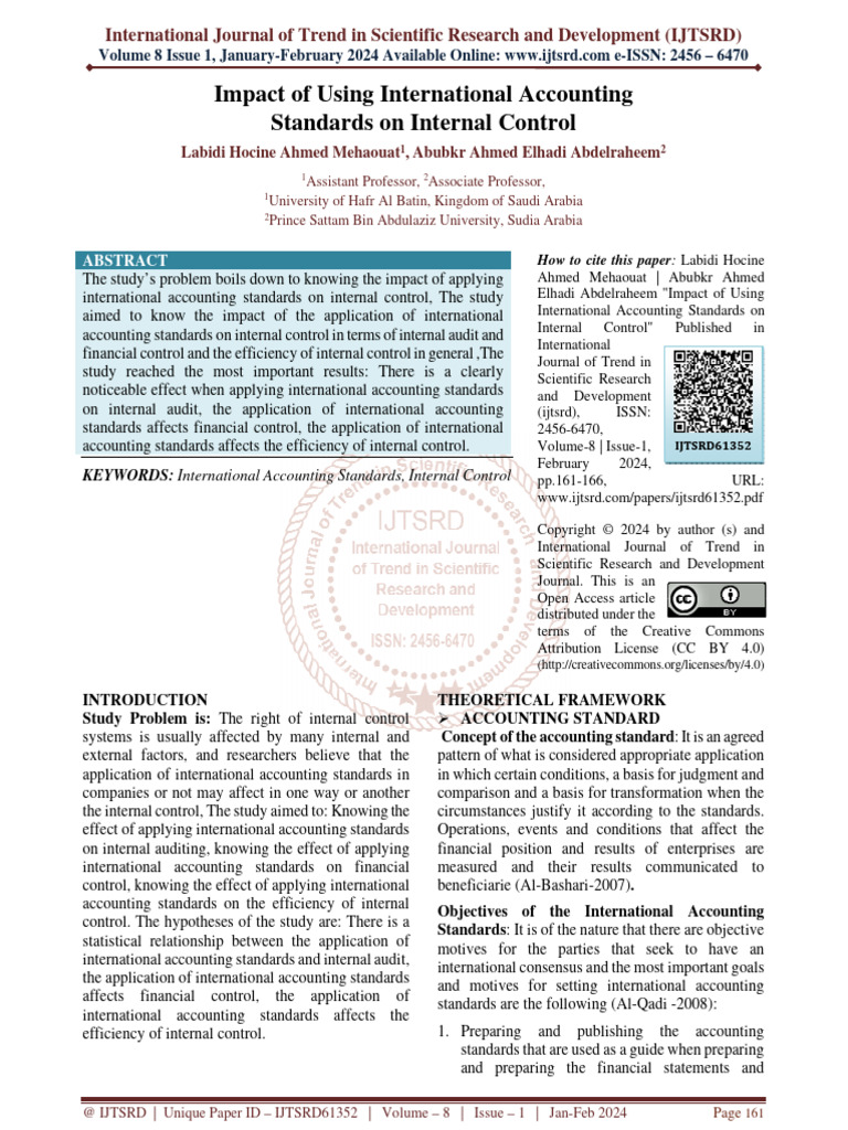 Impact of Using International Accounting Standards On Internal Control ... Impact of Using International Accounting Standards On Internal Control ...