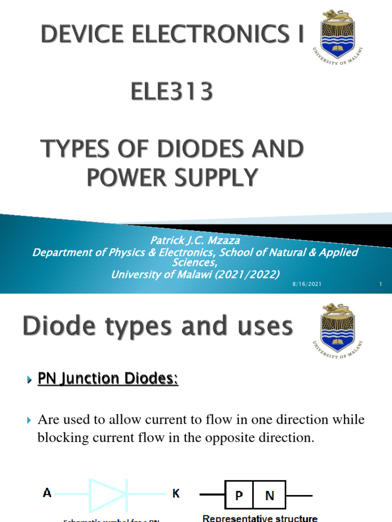 Lecture 5 - Types of Diodes and Power Supply | PDF | Rectifier | Diode