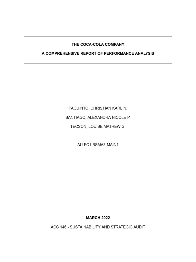 Coca-Cola Company Performance Analysis | PDF