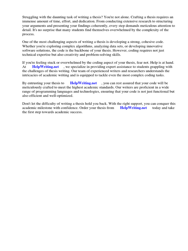 Thesis Code Generator | PDF