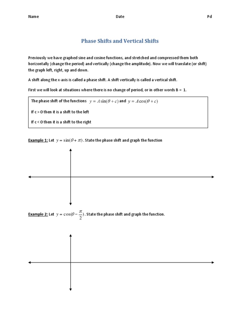 Phase and Vertical Shifts in Graphing | PDF | Science & Mathematics ...