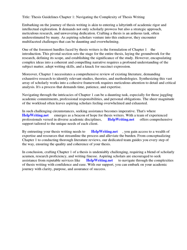 Thesis Guidelines Chapter 1 | PDF | Thesis | Learning