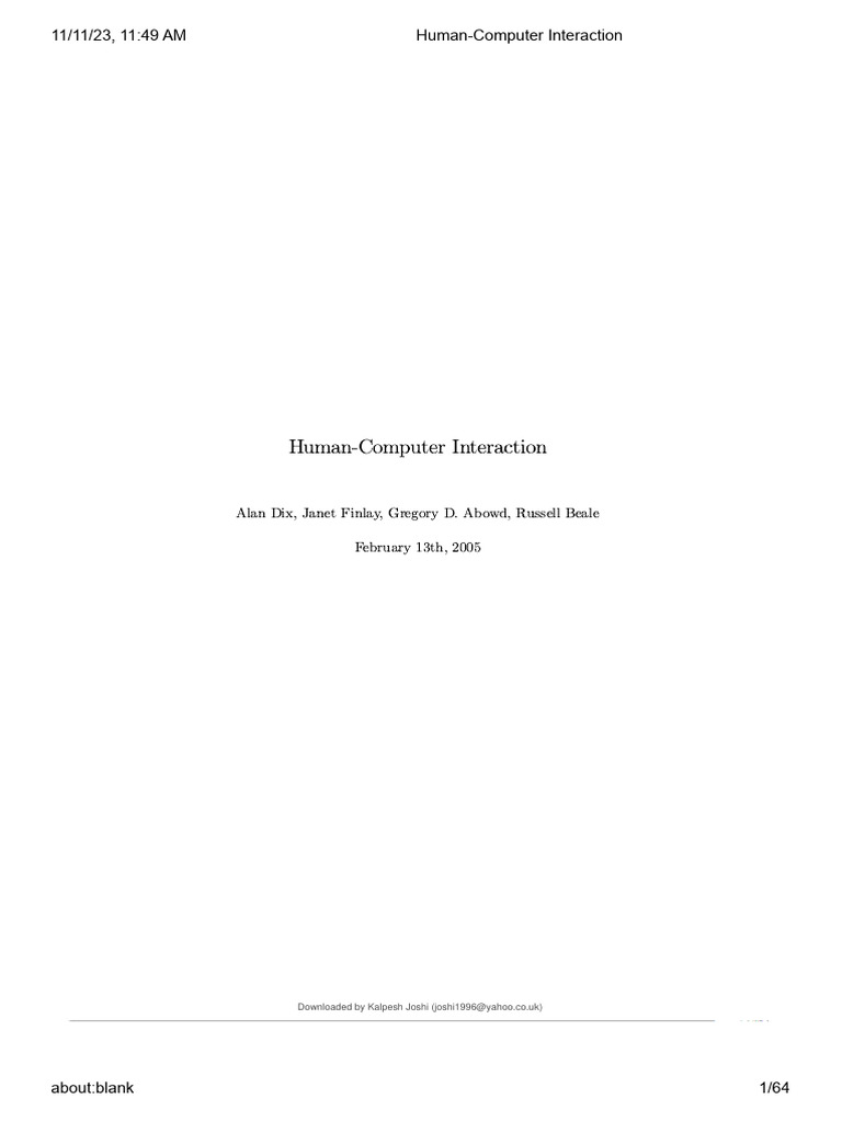 Human Computer Interaction | PDF | Ear | Touchscreen