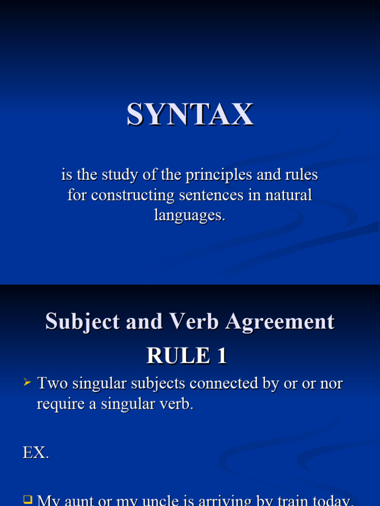 SYNTAX | Download Free PDF | Grammatical Number | Verb