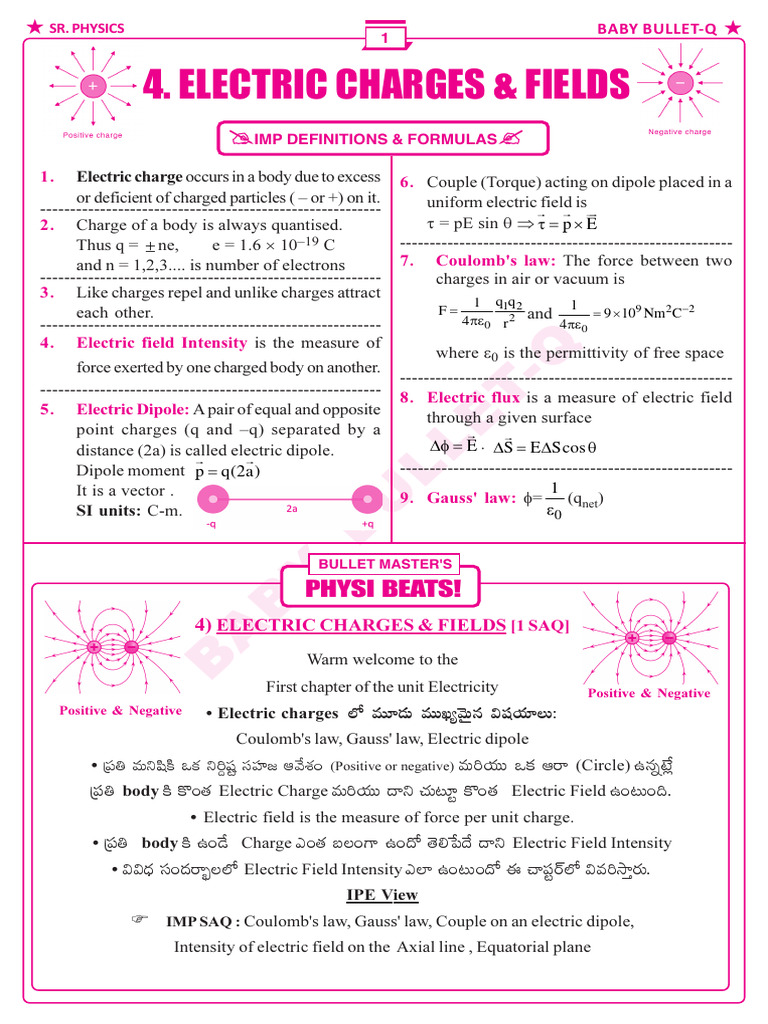 4 ELECTRIC CHARGES FIELDS Physics 2nd Year | PDF | Electric Field ...