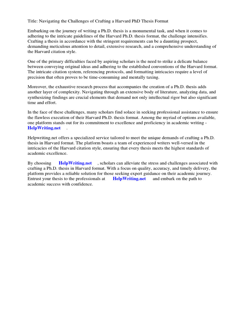 PHD Thesis Format Harvard | PDF