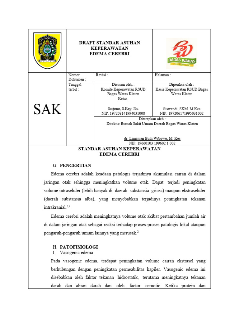 SAK Oedema Cerebri | PDF