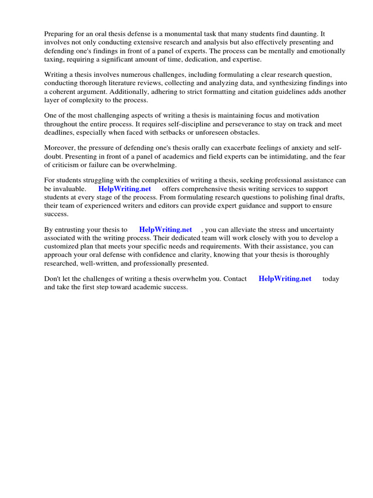 Oral Thesis Defense Introduction | PDF