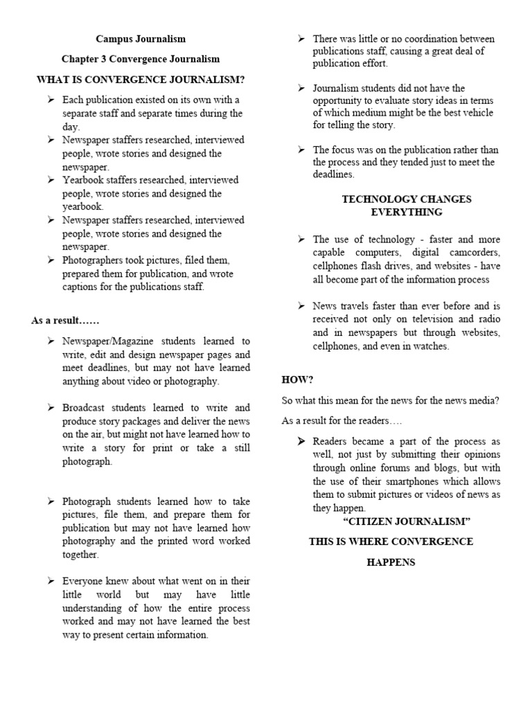 Understanding Convergence in Campus Journalism | PDF | Journalism | News