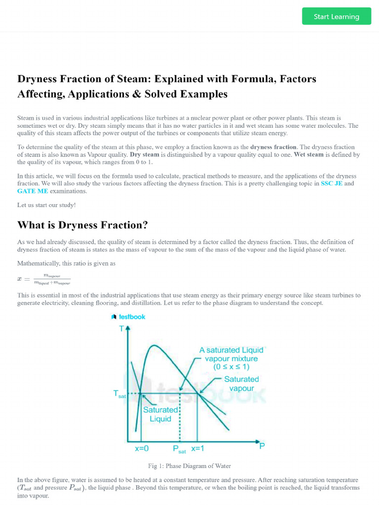 Dryness Fraction of Steam - Formula Methods and Numericals 2e9889bc | PDF