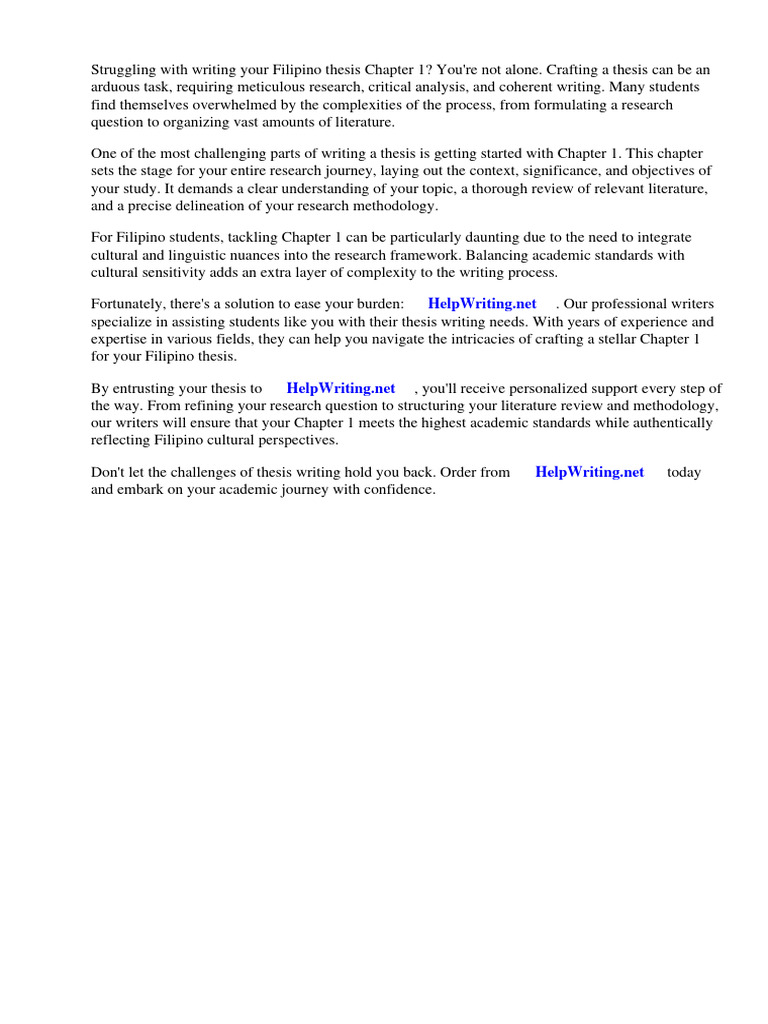 Filipino Thesis Chapter 1 | PDF | Tagalog Language | Thesis
