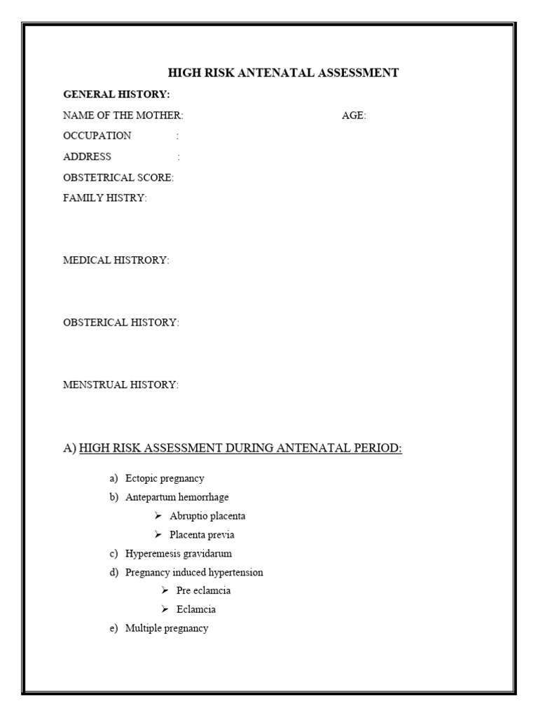 High Risk Antenatal Assessment | PDF | Pregnancy | Prenatal Development