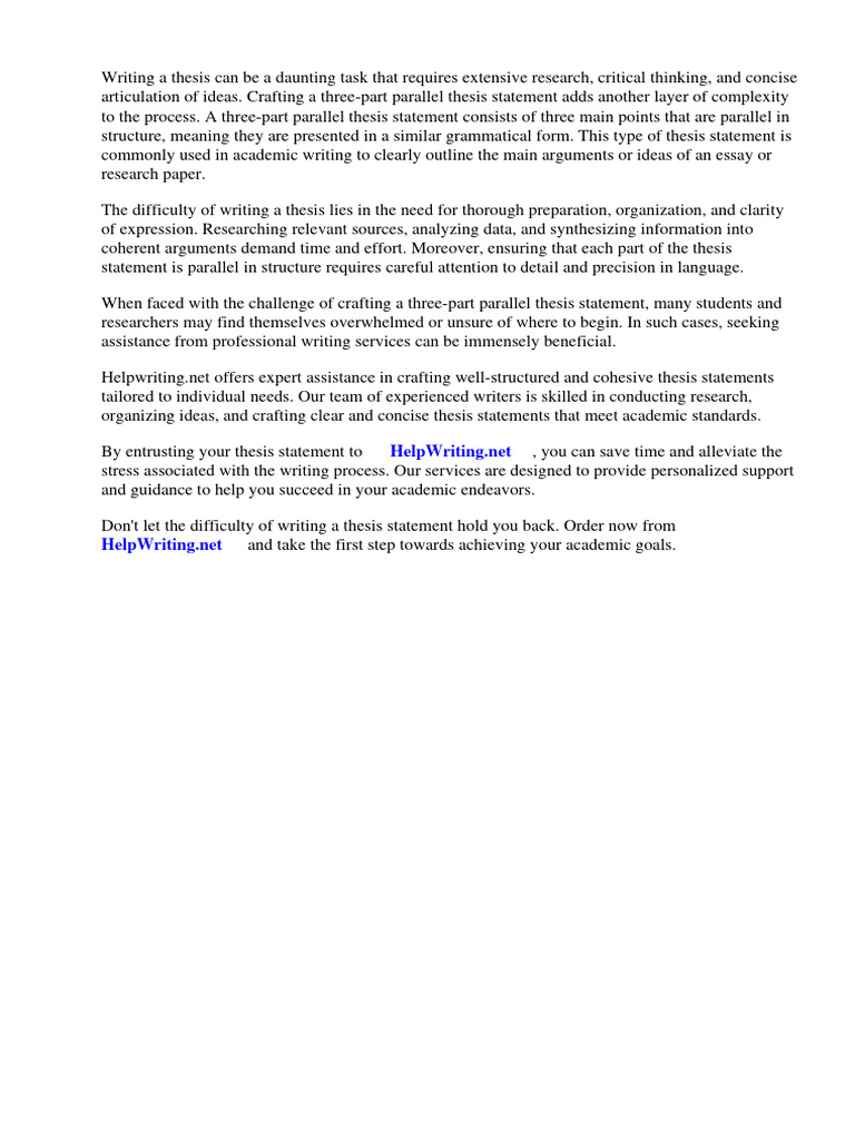 3 Part Parallel Thesis Statement | PDF