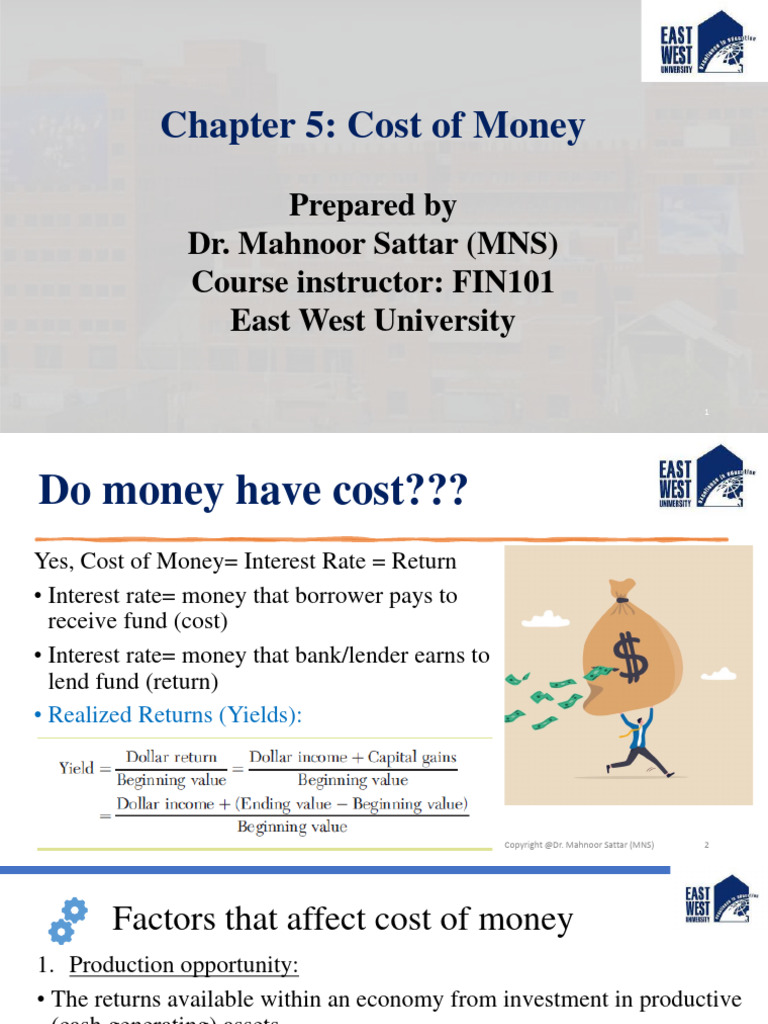 CH 5 - Cost of Money - Fin101 | PDF | Yield Curve | Interest