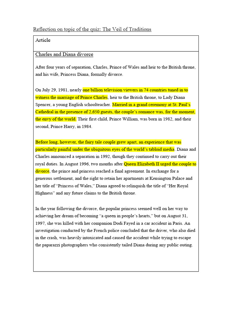 Reflection On Topic of The Quiz | PDF