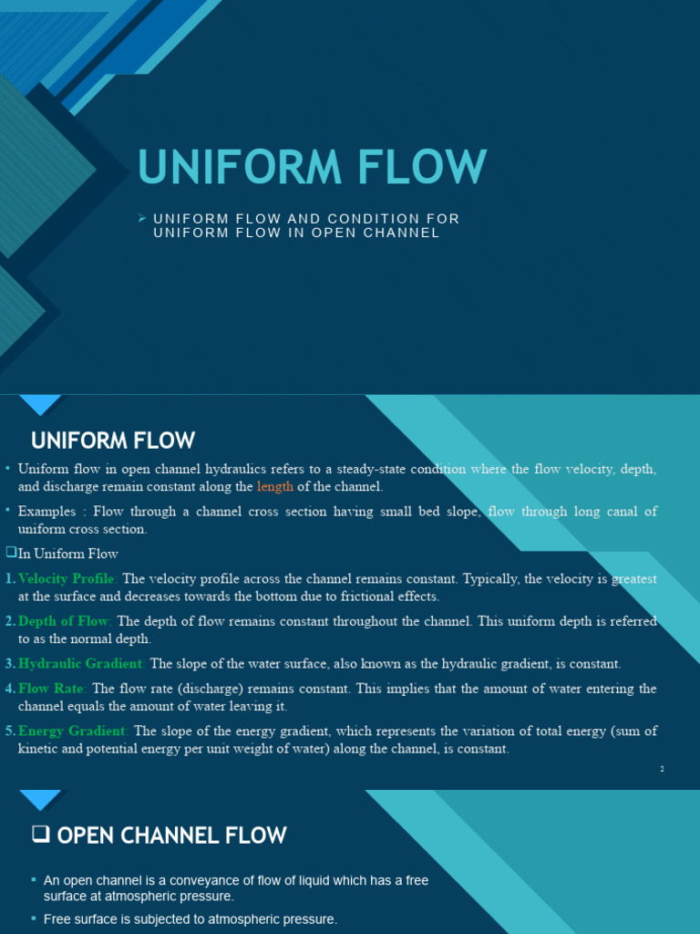Uniform Flow and Condition | PDF | Discharge (Hydrology) | Pressure