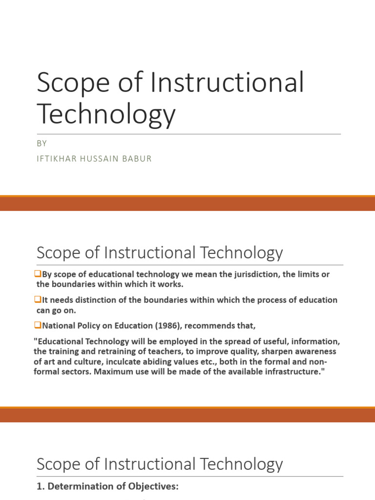 Scope of Instructional Technology | PDF | Educational Technology | Learning