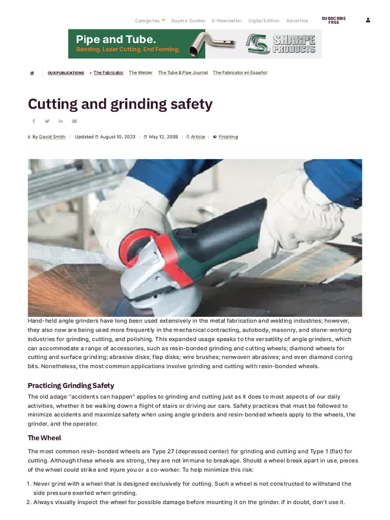 Cutting and Grinding Safety | PDF | Grinding (Abrasive Cutting) | Welding