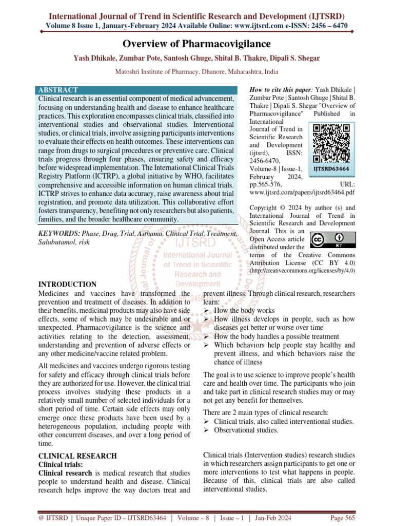 Overview of Pharmacovigilance | PDF | Clinical Trial | Phases Of ...