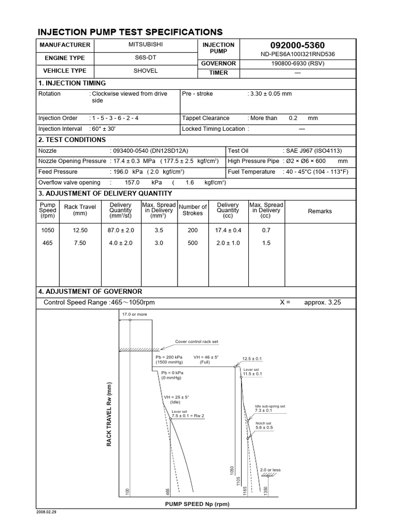 Injection Pump Test Specifications Guide | PDF | Pump | Mechanical ...