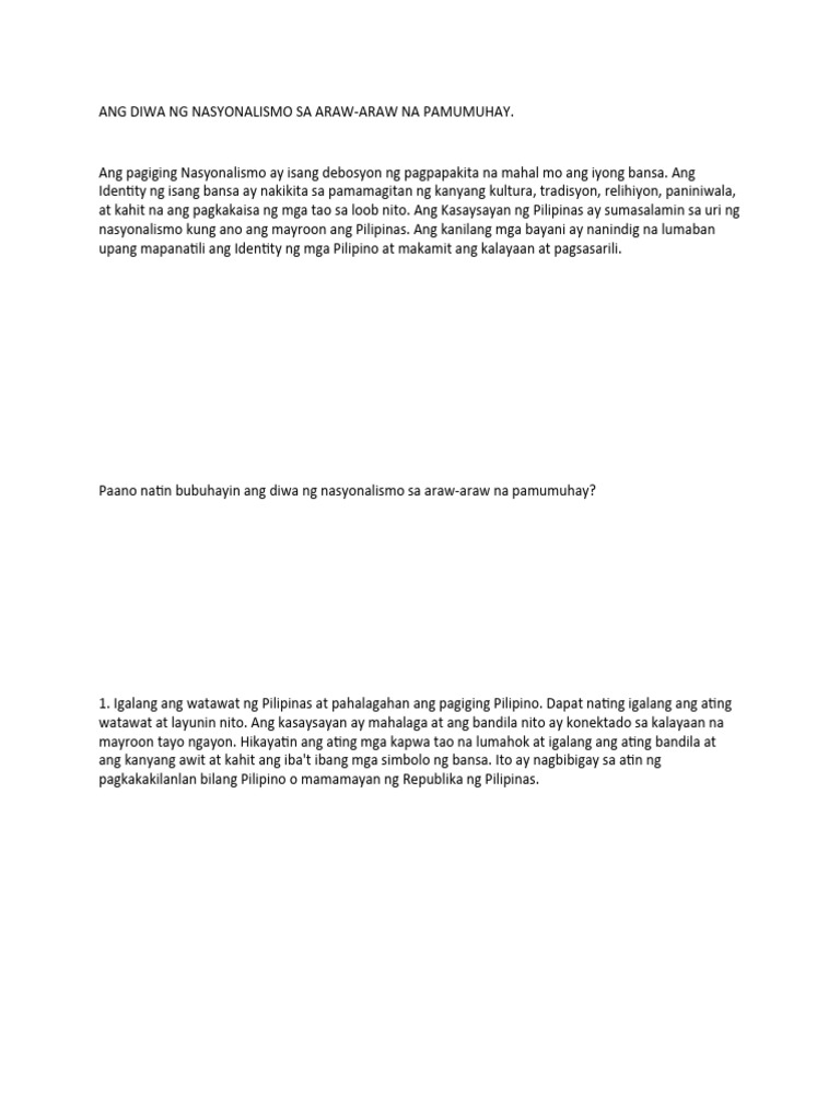 Ang Diwa Ng Nasyonalismo Sa Araw | PDF