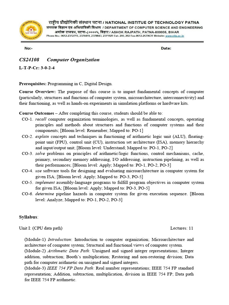 COA Syllabus | PDF