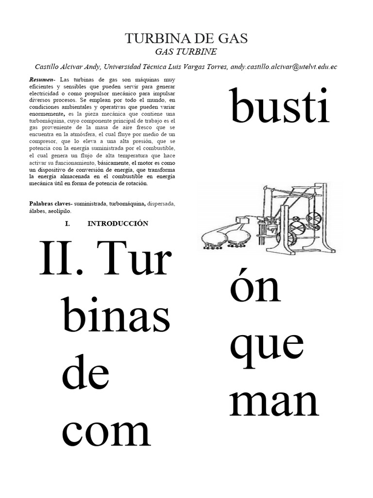 7mo B - TURBINA DE GAS - CASTILLO ALCIVAR ANDY | PDF | Turbina | Turbina de gas