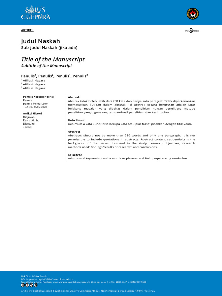 Salus Cultura Template-OTH | PDF | Kajian Bahasa Asing