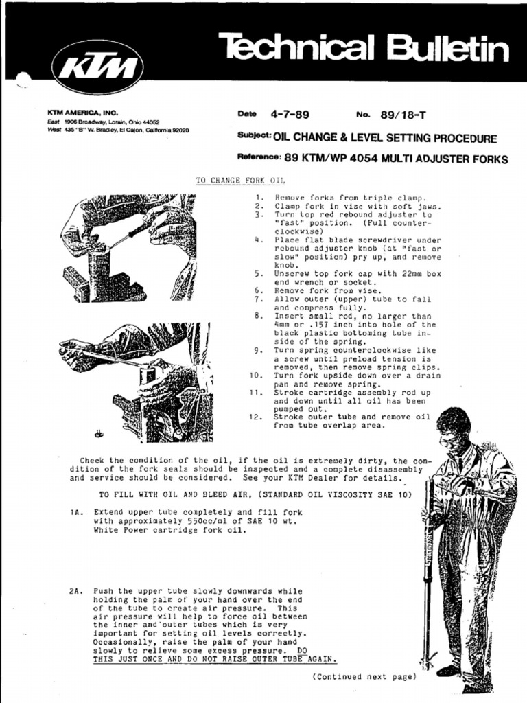 KTM WP - 4054 - Fork - Setup - Manual | PDF
