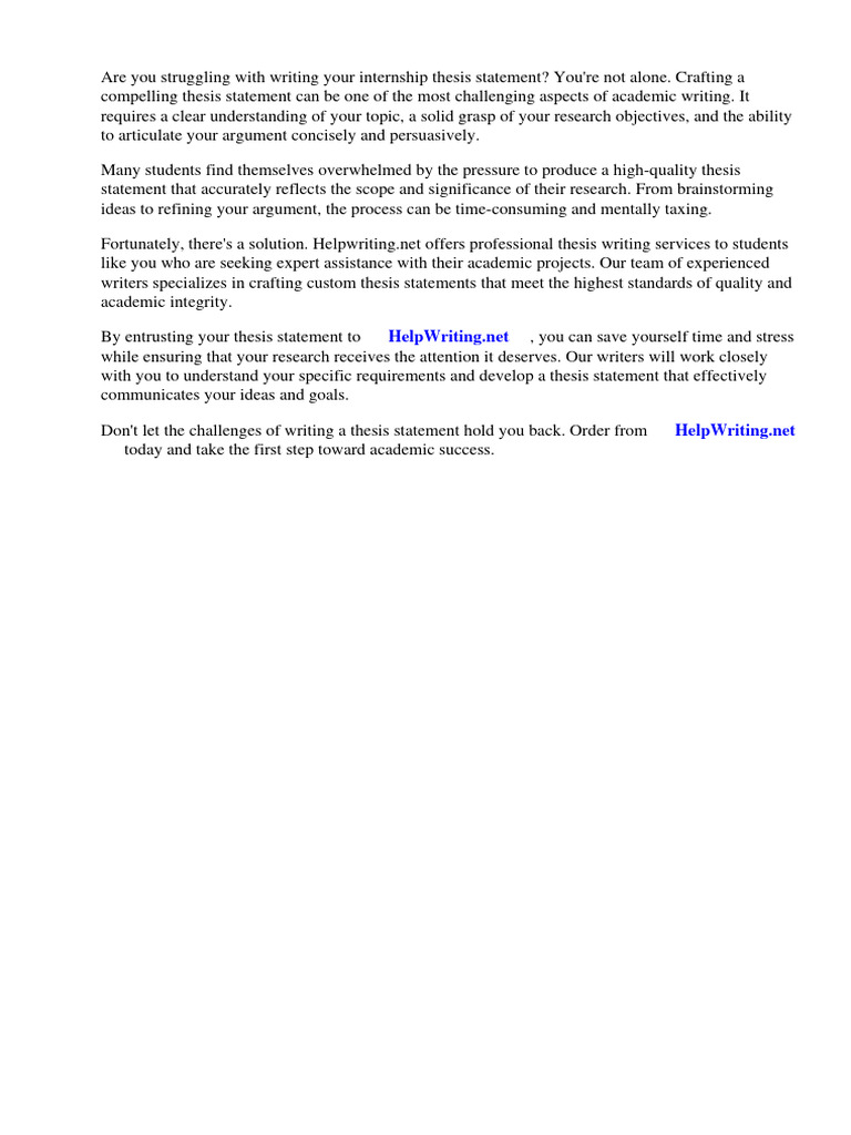 Internship Thesis Statement | PDF | Internship | Job Hunting