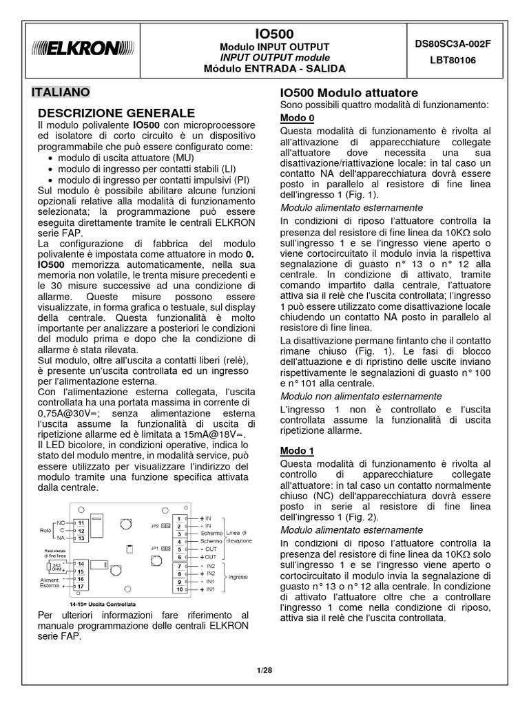 IO500 Modulo Attuatore Italiano: Módulo Entrada - Salida | PDF