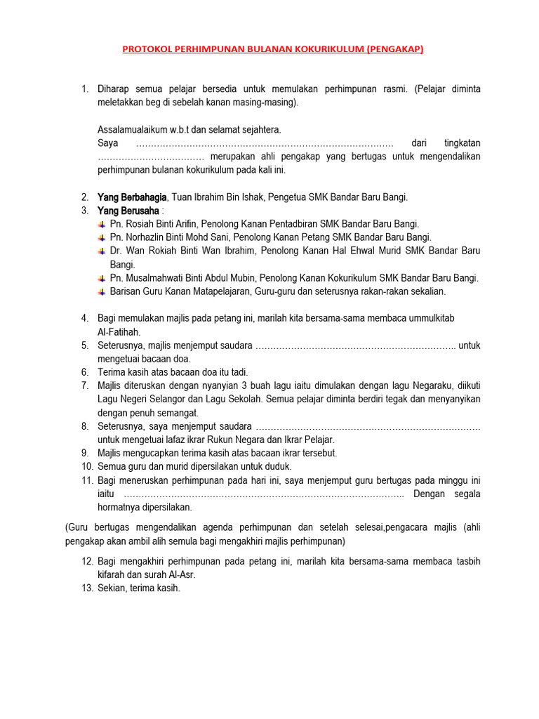 Teks Emcee - Perhimpunan Bulanan Pengakap | PDF