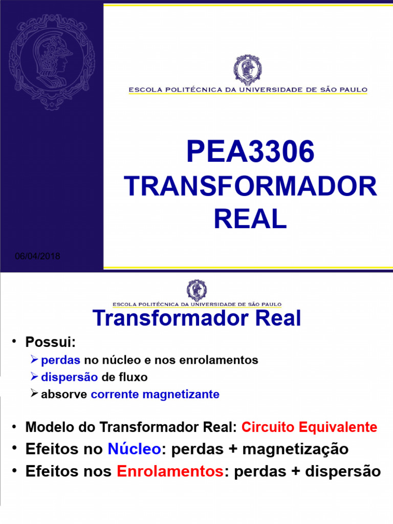 Transformador Real: Perdas e Efeitos | PDF | Transformador | Rede elétrica